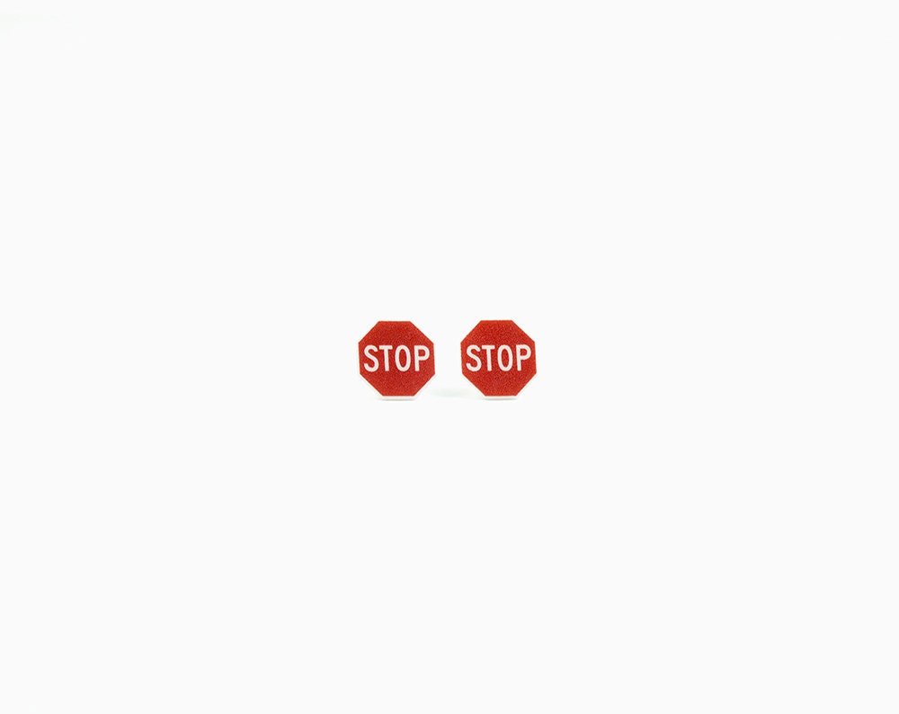 Stop Sign Jewelry Street Sign Earrings Road Sign Stud Earrings Traffic ...