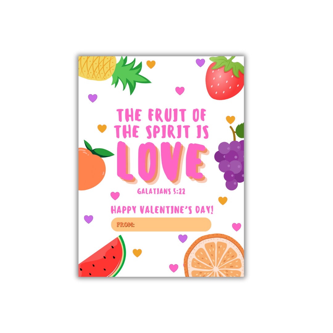 PRINTABLE Valentine Card, Fruit of the Spirit Valentine, Scripture ...