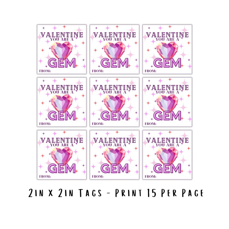 PRINTABLE Valentines Treat Tags, Printable Valentine for Class, Ring ...