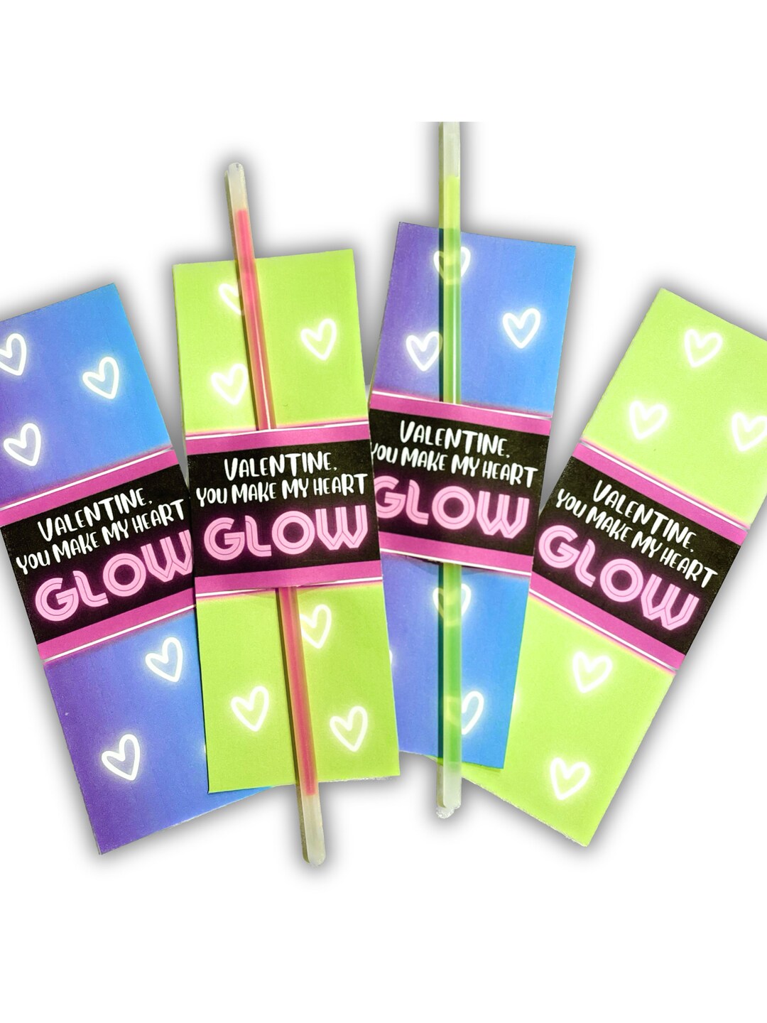 PRINTABLE Valentine Card, Glow Stick Valentine, Glow Valentine, Non ...