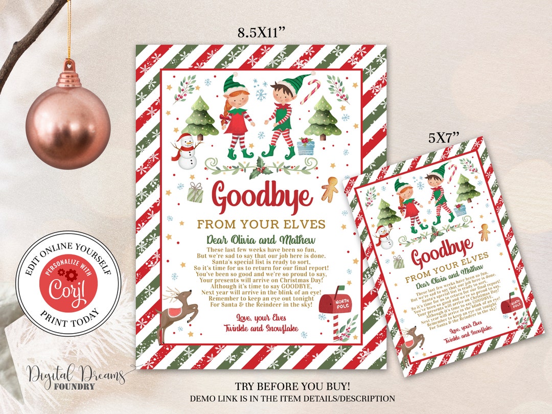 Editable Elf Goodbye Letter, Goodbye From Your Elves, Christmas Elf ...