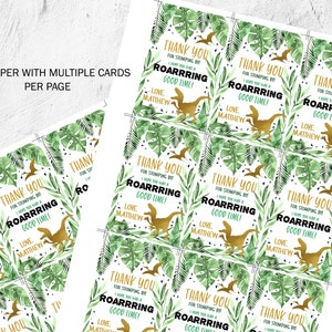 Dinosaur Favor Tag, Dinosaur Thank You Tag, Birthday Gift Tag, Gold ...