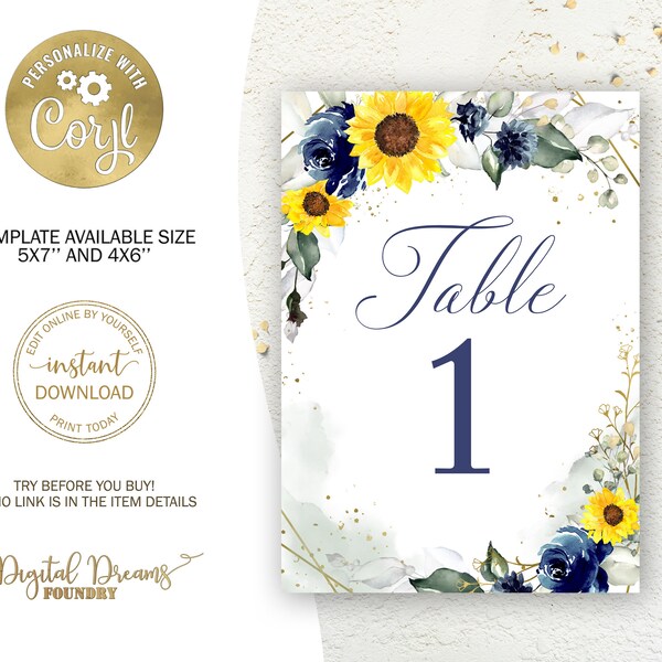 Sunflower Table Numbers - Etsy