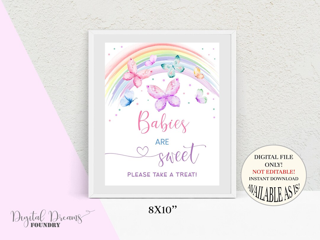 Butterfly Babies Are Sweet Baby Shower Printable Sign, Boho Butterfly ...