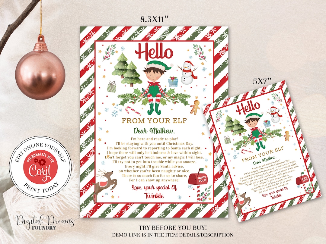 Editable Christmas Elf Welcome Letter Hello From Your Elf - Etsy