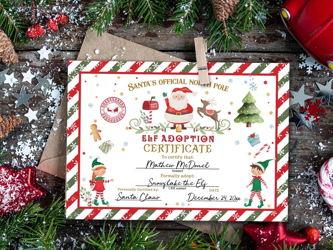 Editable Elf Adoption Certificate, Printable Adopt Your Elf Certificate ...
