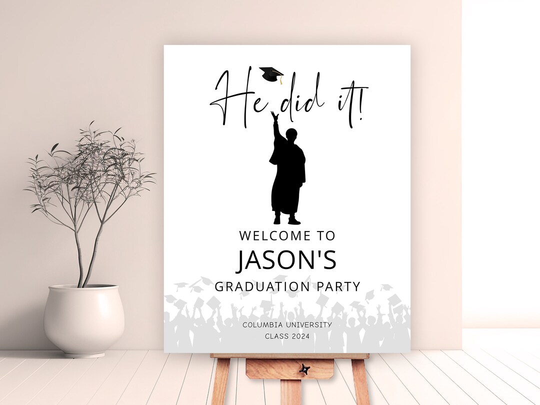 Editable Graduation Party Welcome Sign, Modern Minimalist Graduation ...