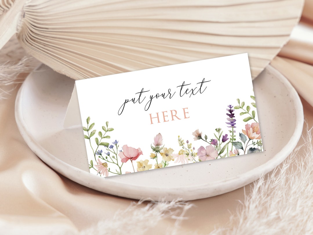 Editable Wildflower Tent/flat Food Labels, Boho Floral Party Table ...