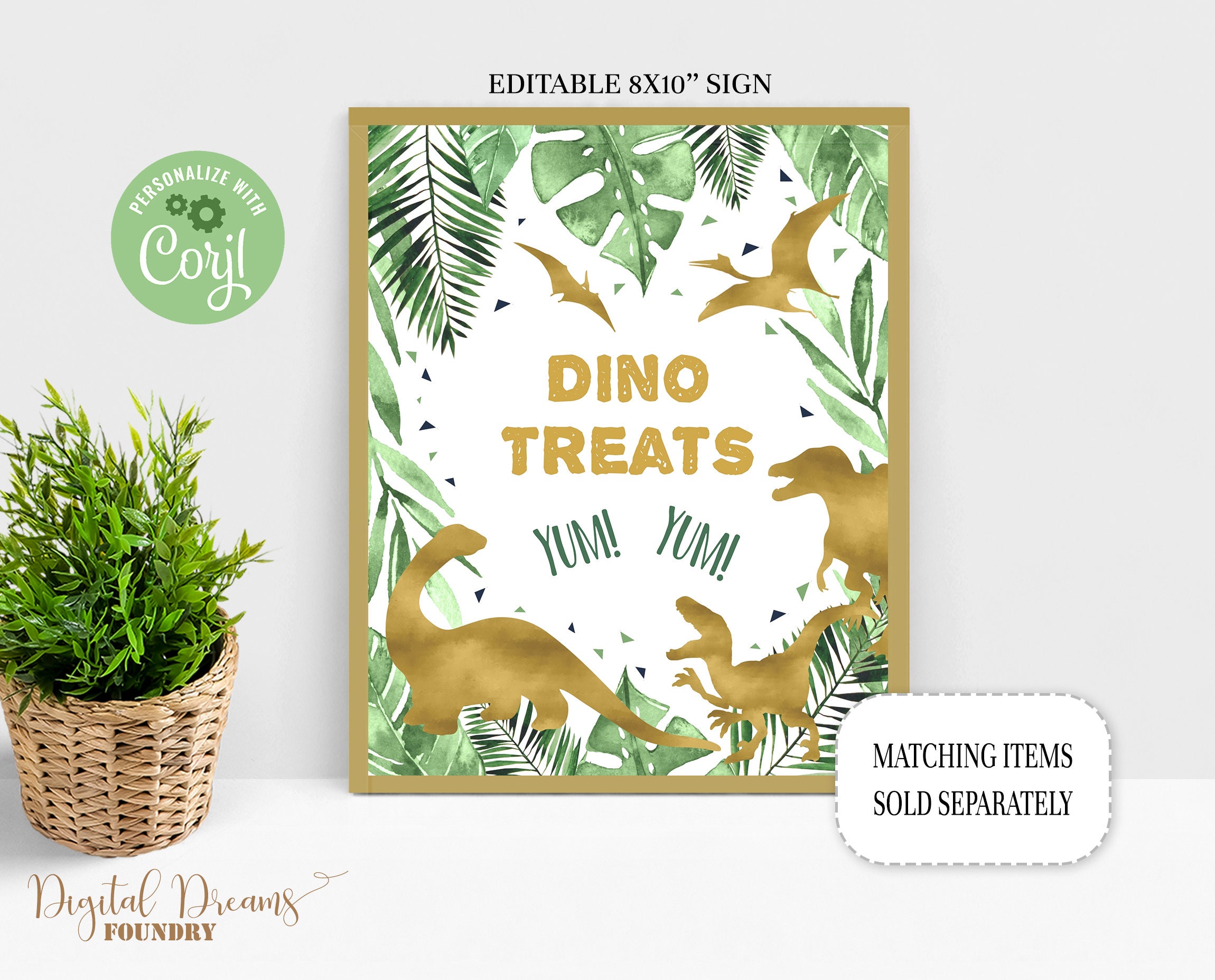 Dinosaur Watering Hole Sign Birthday Party Decor Editable | Etsy