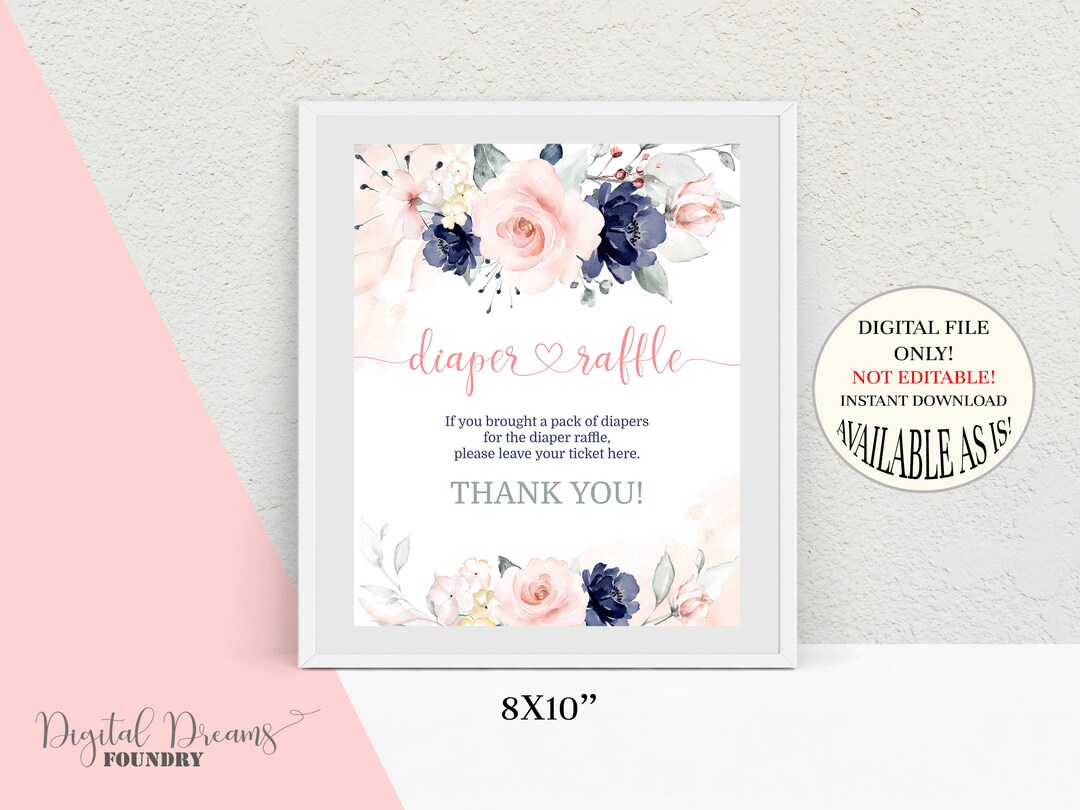 Windel Verlosung Baby Shower Spiel druckbare Zeichen, Boho Floral ...