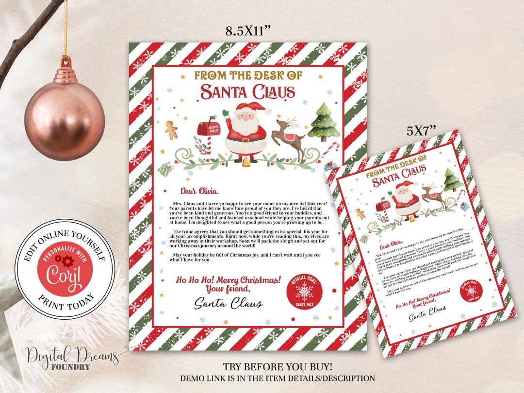 Editable Official Letter From Santa Claus, Personalized Christmas Eve ...