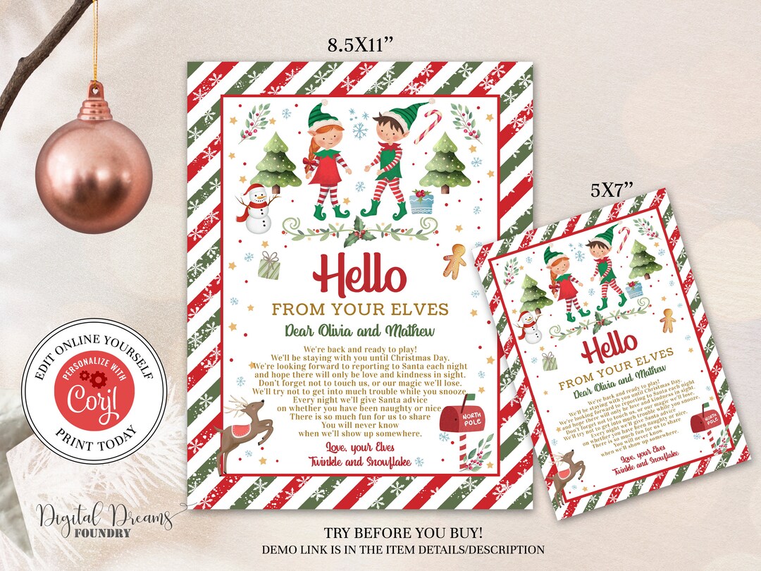 Editable First Time Elf Arrival Letter, Hello From Your Elves ...