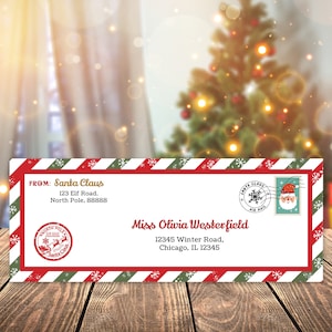 Editable Santa Envelope Template #10, Printable Christmas North Pole ...