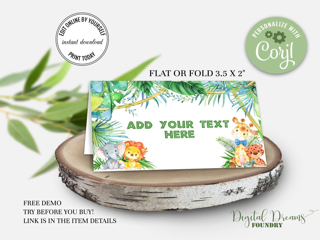 Safari Animals Tent Food Cards Safari Birthday Party Decor - Etsy