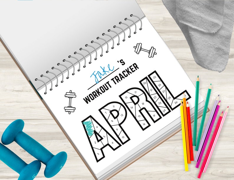 Exercise Workout Monthly Tracker- Motivation- Coloring Sheet- April - Etsy