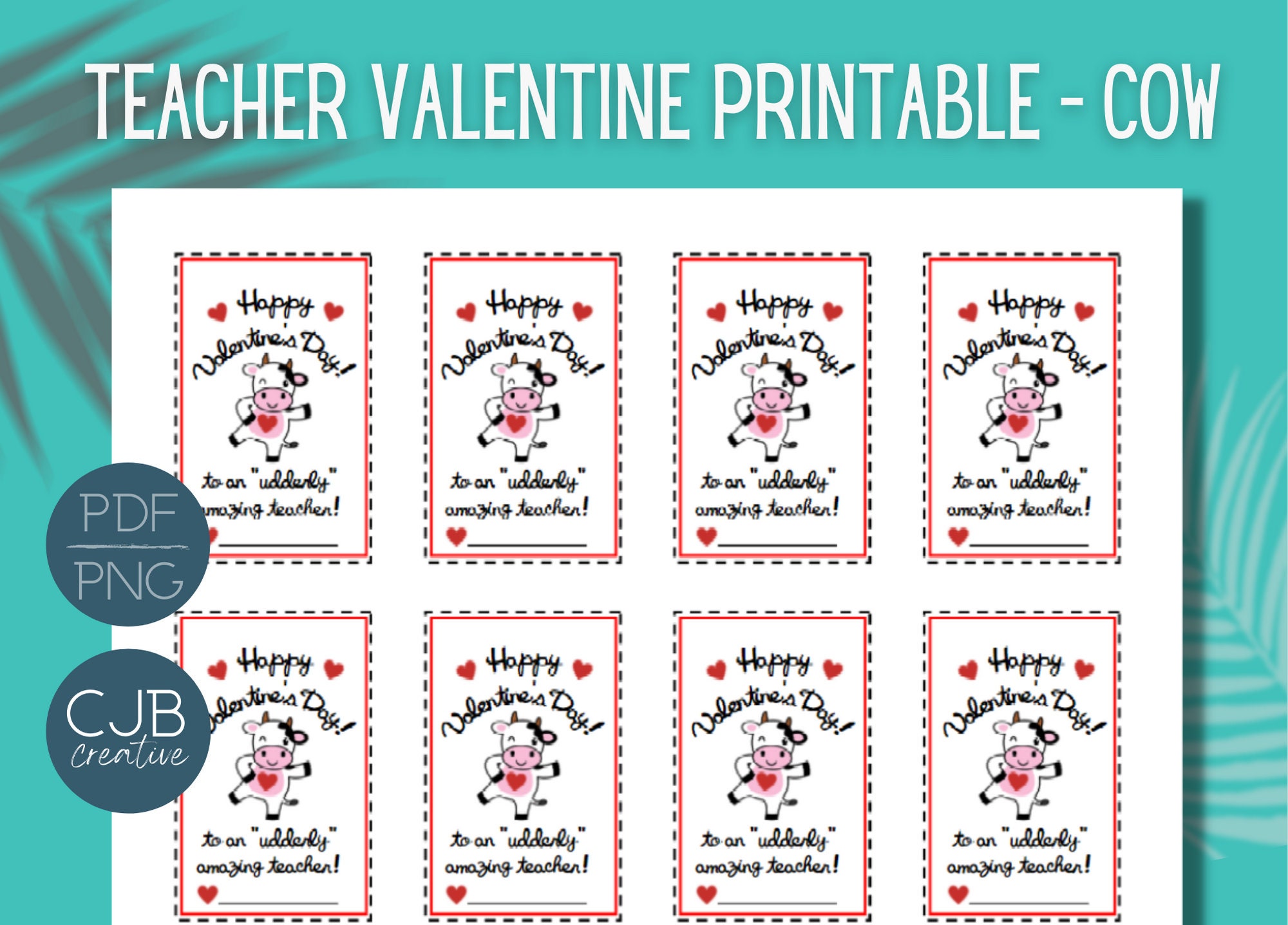 Cow Teacher Valentine Printable - Chick Fil A - Gift Tags - Etsy