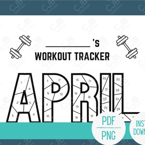 Exercise Workout Monthly Tracker- Motivation- Coloring Sheet- April - Etsy