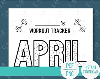 Exercise Workout Monthly Tracker- Motivation- Coloring Sheet- May - Etsy