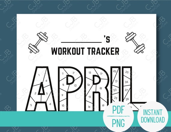 Exercise Workout Monthly Tracker Motivation Coloring Sheet | Etsy
