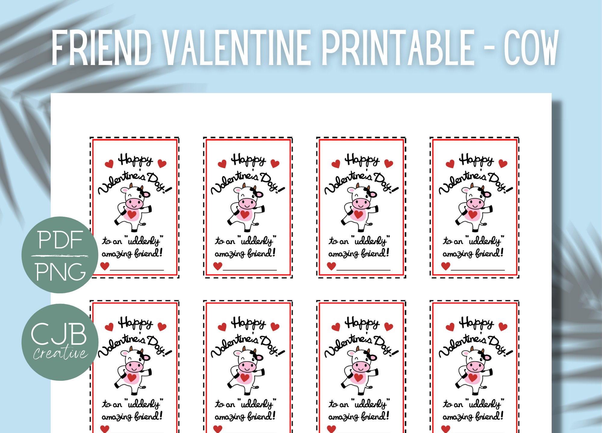 Cow Valentine Printable - Friend- Chick Fil A- Gift Tag - Etsy