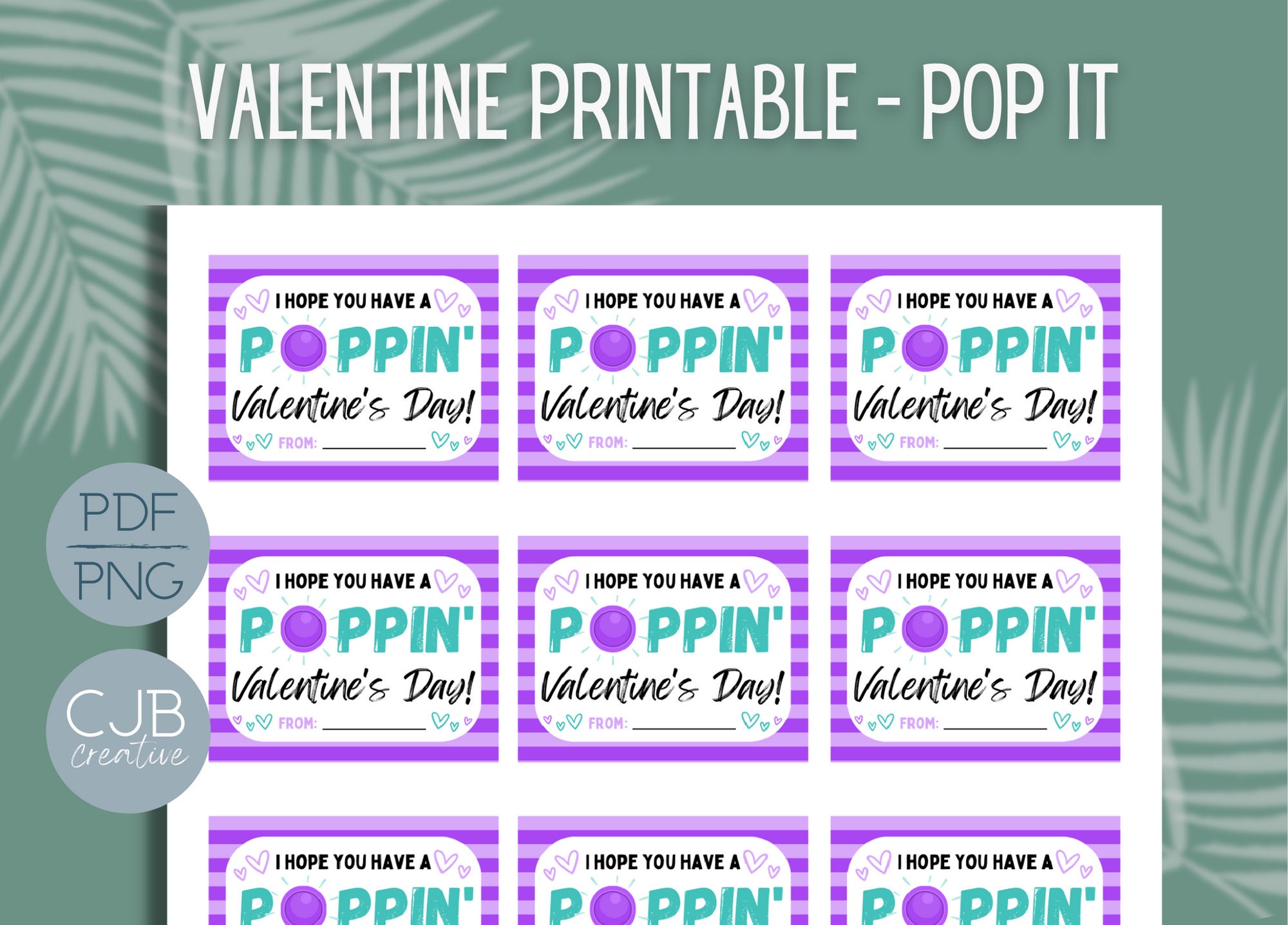 Pop It Valentine Printable - Purple- Gift Tag - Etsy