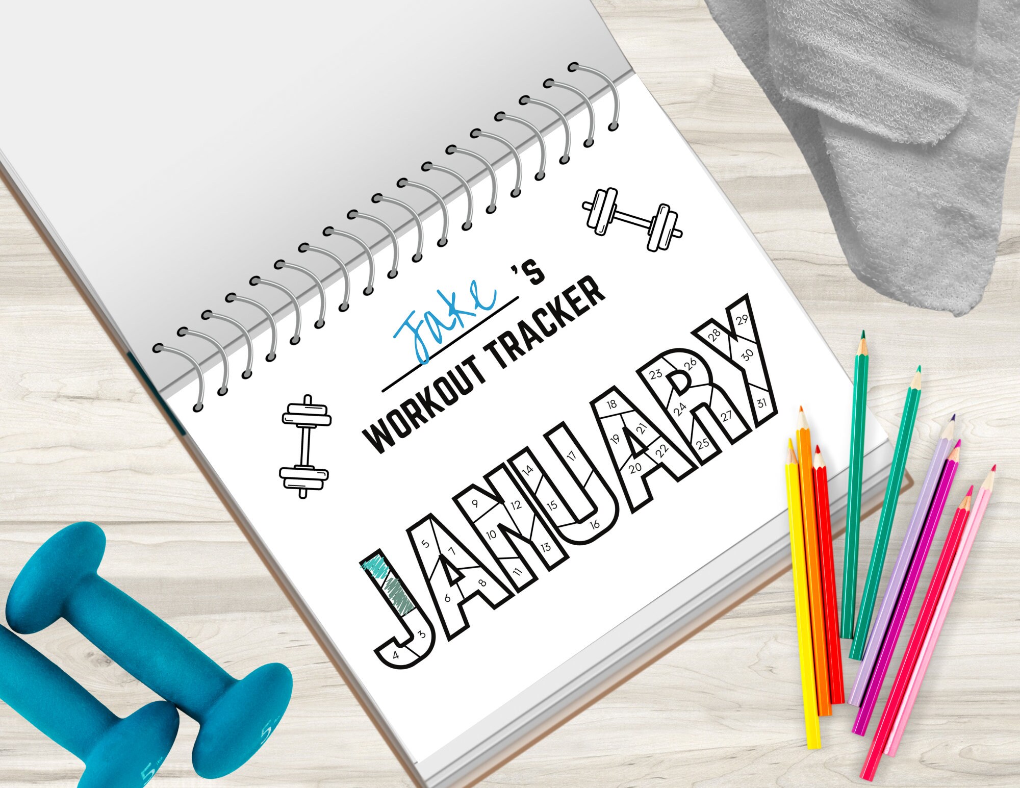 Exercise Workout Monthly Tracker- Motivation- Coloring Sheet- January ...
