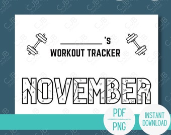 Exercise Workout Monthly Tracker Motivation Coloring Sheet | Etsy
