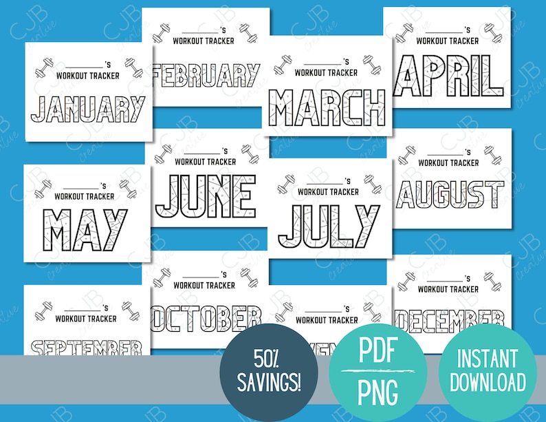 12 Month Bundle Exercise Workout Monthly Trackers - Etsy