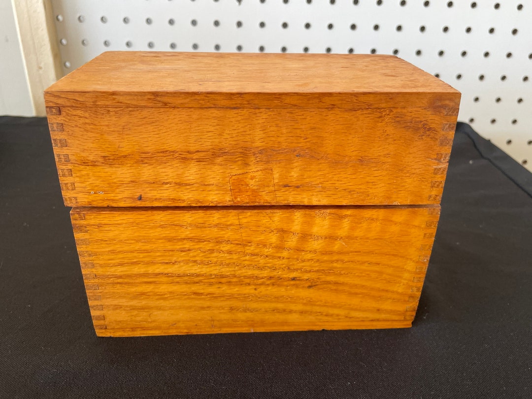 Vintage Oak Recipe Box Dovetailed - Etsy