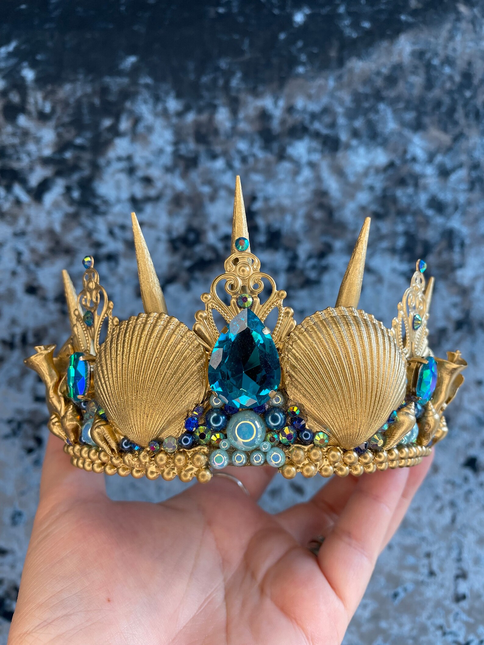 Gold Mermaid Crown, Seashell Tiara, Beach Bridal Headpiece, Mermaid ...