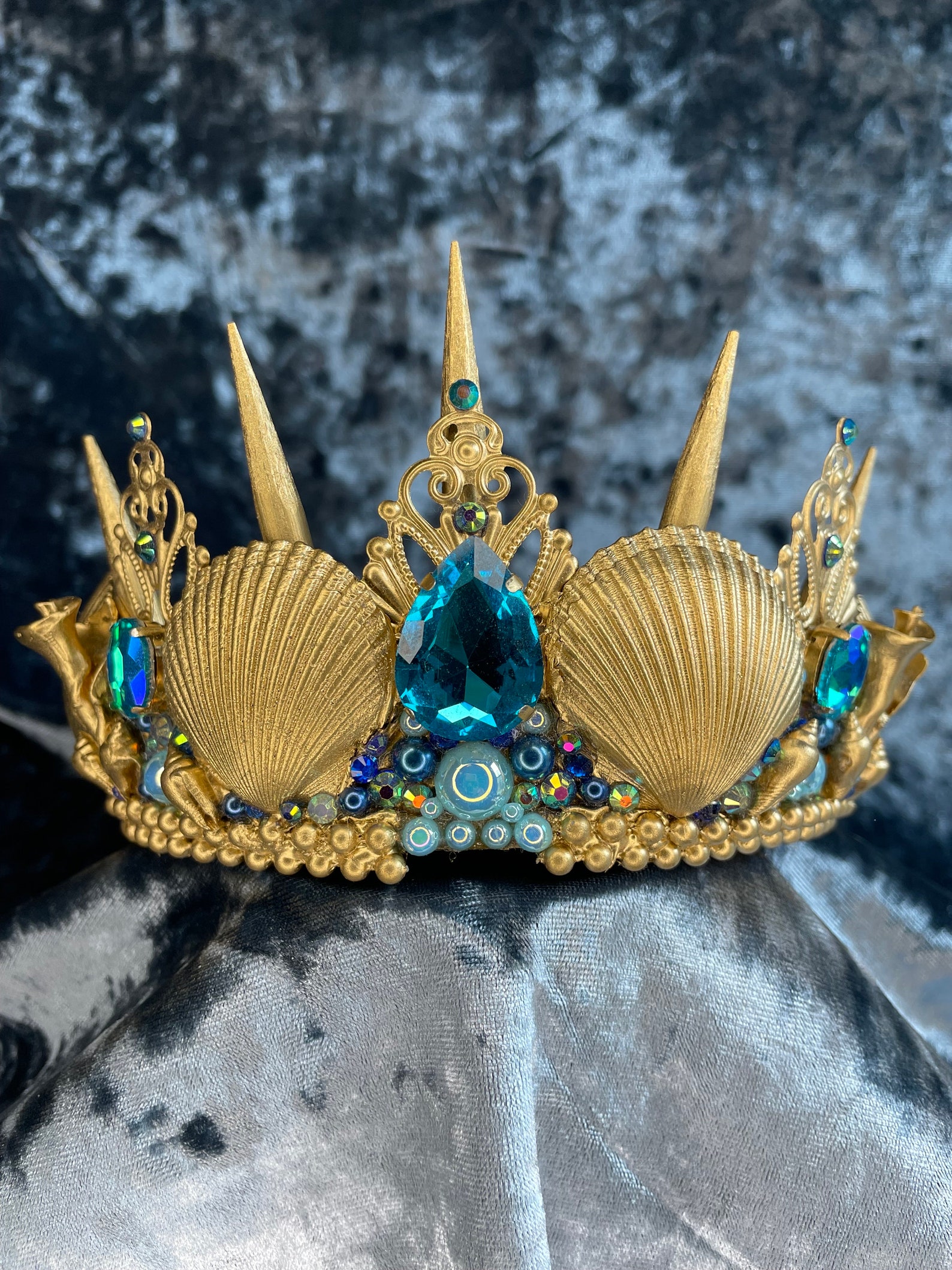 Gold Mermaid Crown, Seashell Tiara, Beach Bridal Headpiece, Mermaid ...