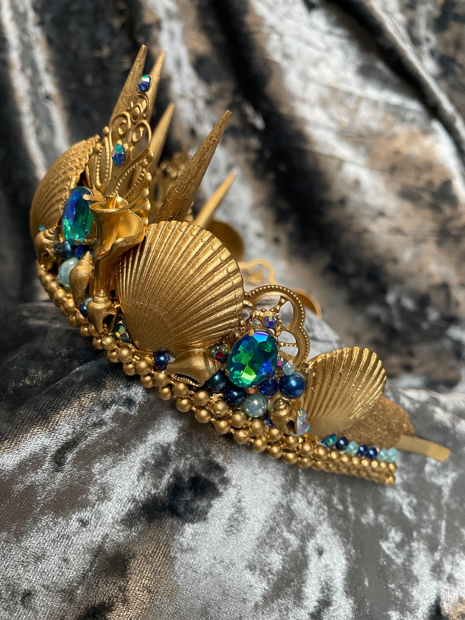 Gold Mermaid Crown, Seashell Tiara, Beach Bridal Headpiece, Mermaid ...