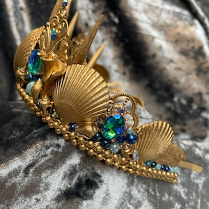 Gold Mermaid Crown, Seashell Tiara, Beach Bridal Headpiece, Mermaid ...