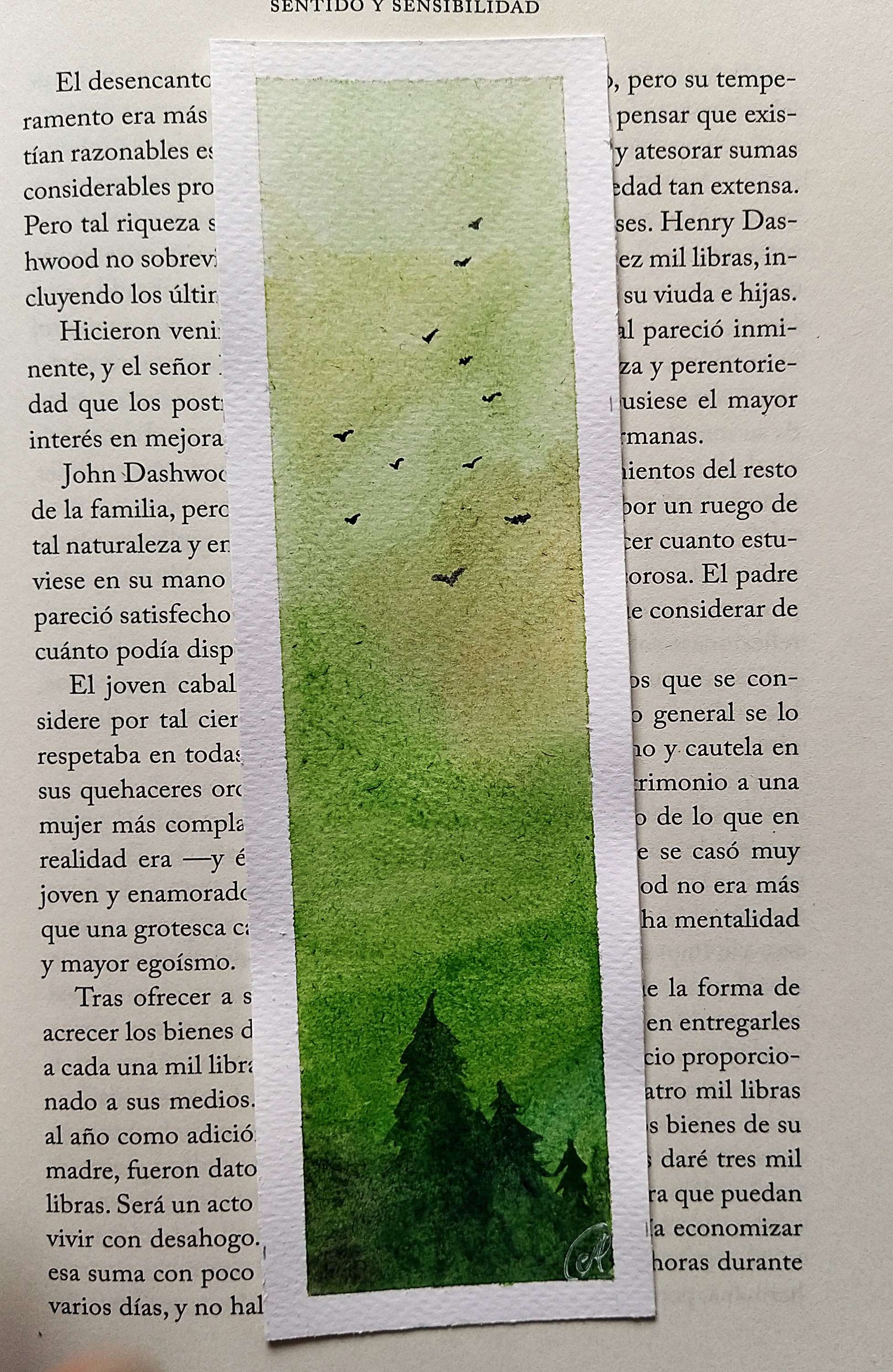 Watercolor Bookmarks Painted by Hand - Green Color Scheme - Etsy