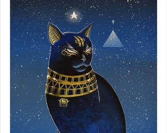 Bastet Cat Drawing - Etsy