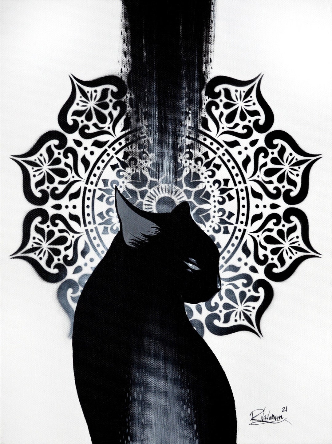 Inky Cat by Raphaël - Original Painting - Etsy