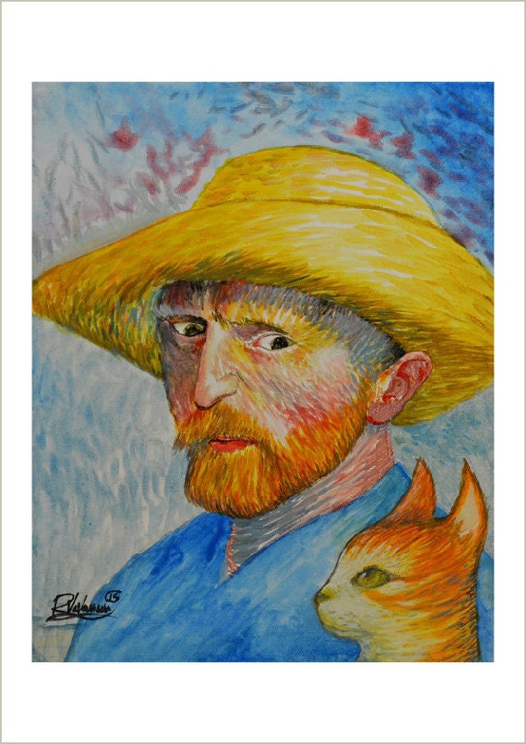 Vincent Van Gogh and Cat by Raphaël - Etsy