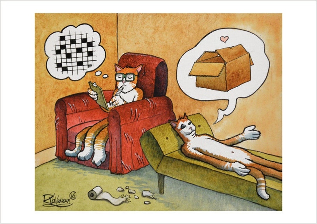 Psycat by Raphaël-cat Living Room Art,cat Kitchen Decor,cat Office ...