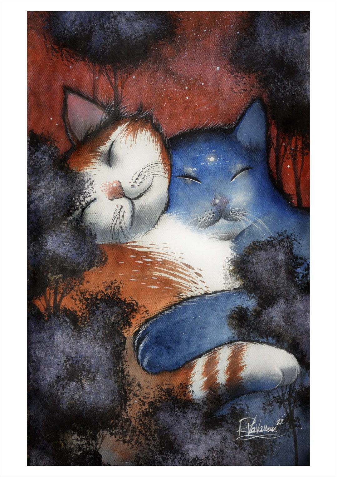 Indigo Cat Love by Raphaël - Etsy