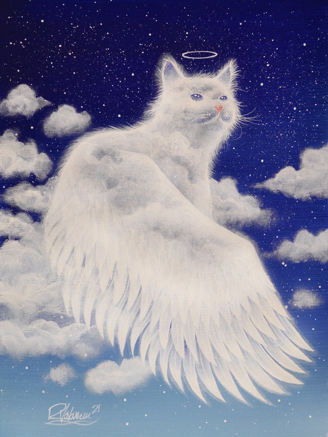 Angeloo by Raphaël - Original Painting-cat Wall Decor,feline Home Decor ...