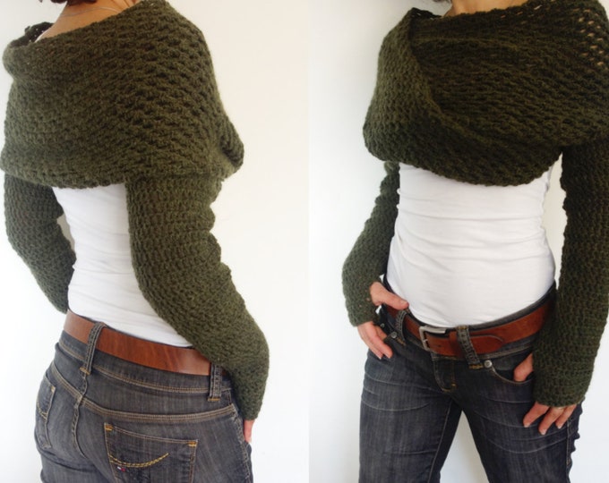 Crochet Pattern -wrap Around Thumbholes Shrug/ Trendy Shouders Coverup ...