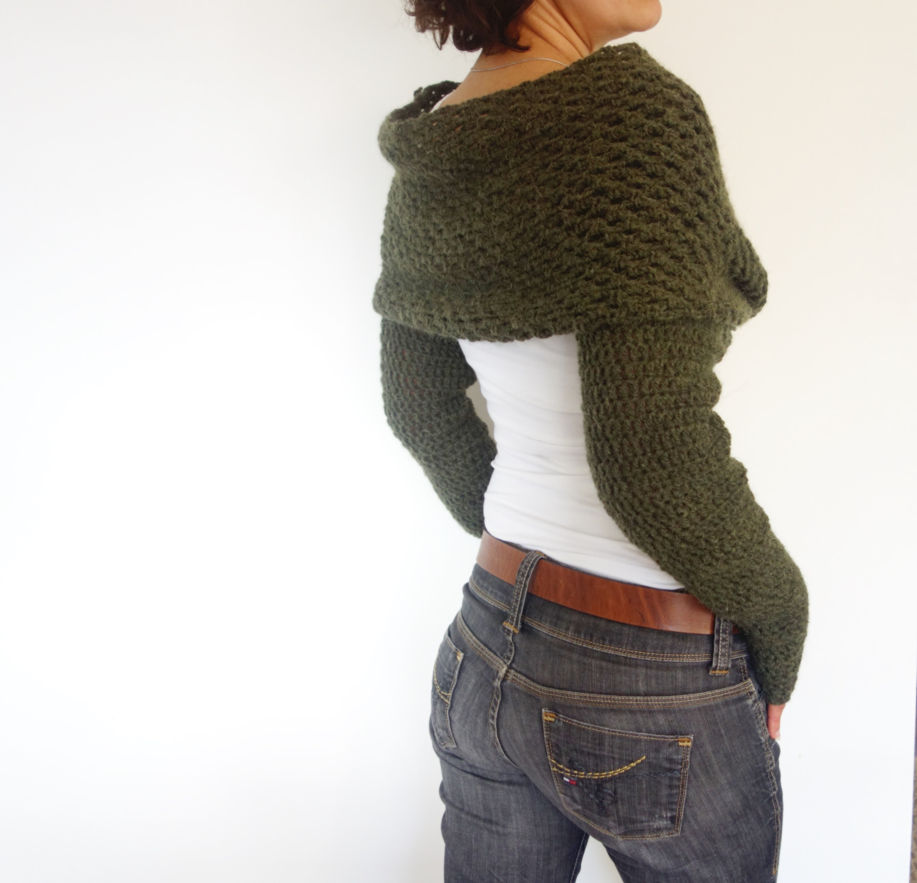 Crochet Pattern -wrap Around Thumbholes Shrug/ Trendy Shouders Coverup ...