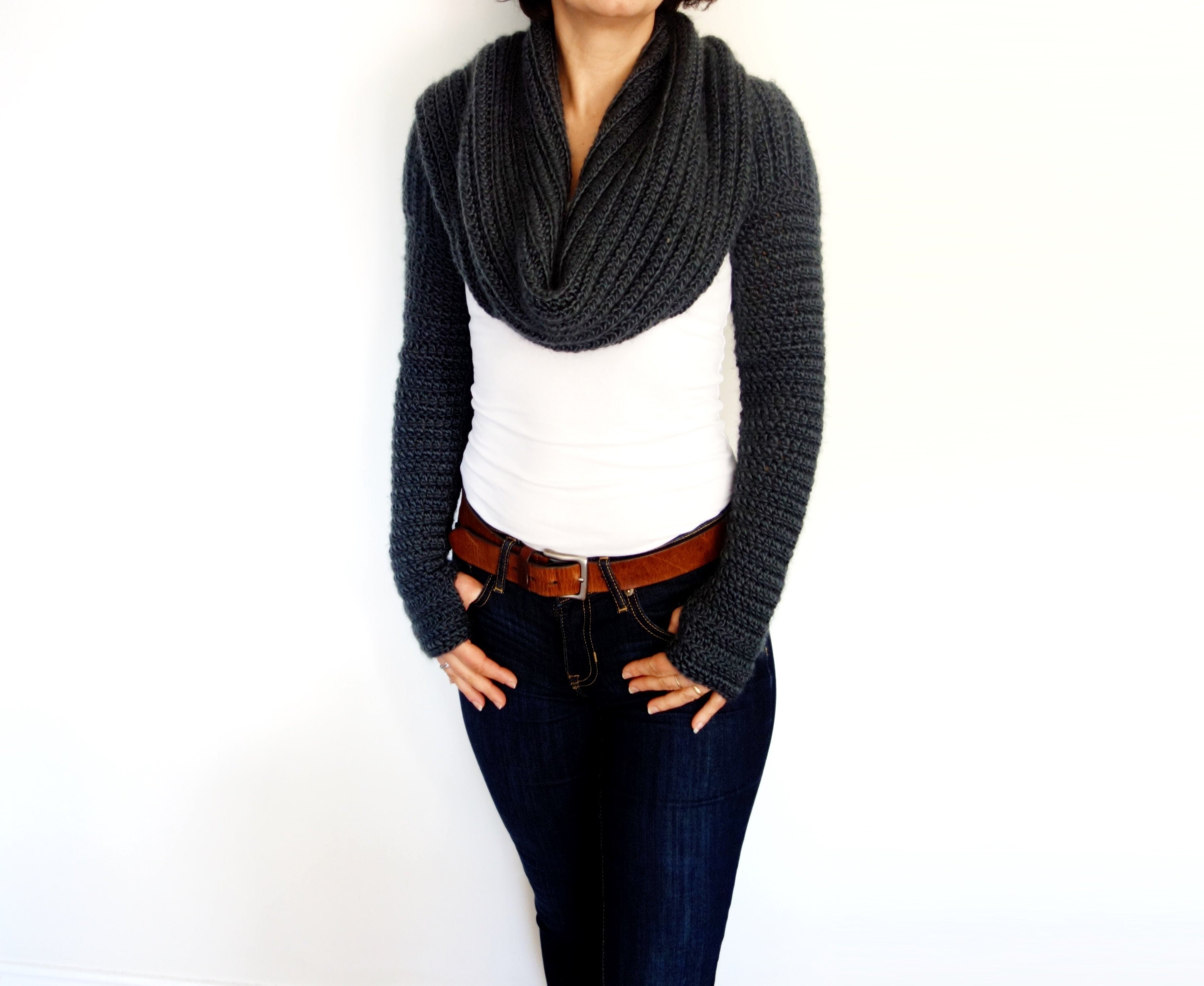 Crochet Pattern Twilight Wrap Around Thumbholes Shrug/ - Etsy