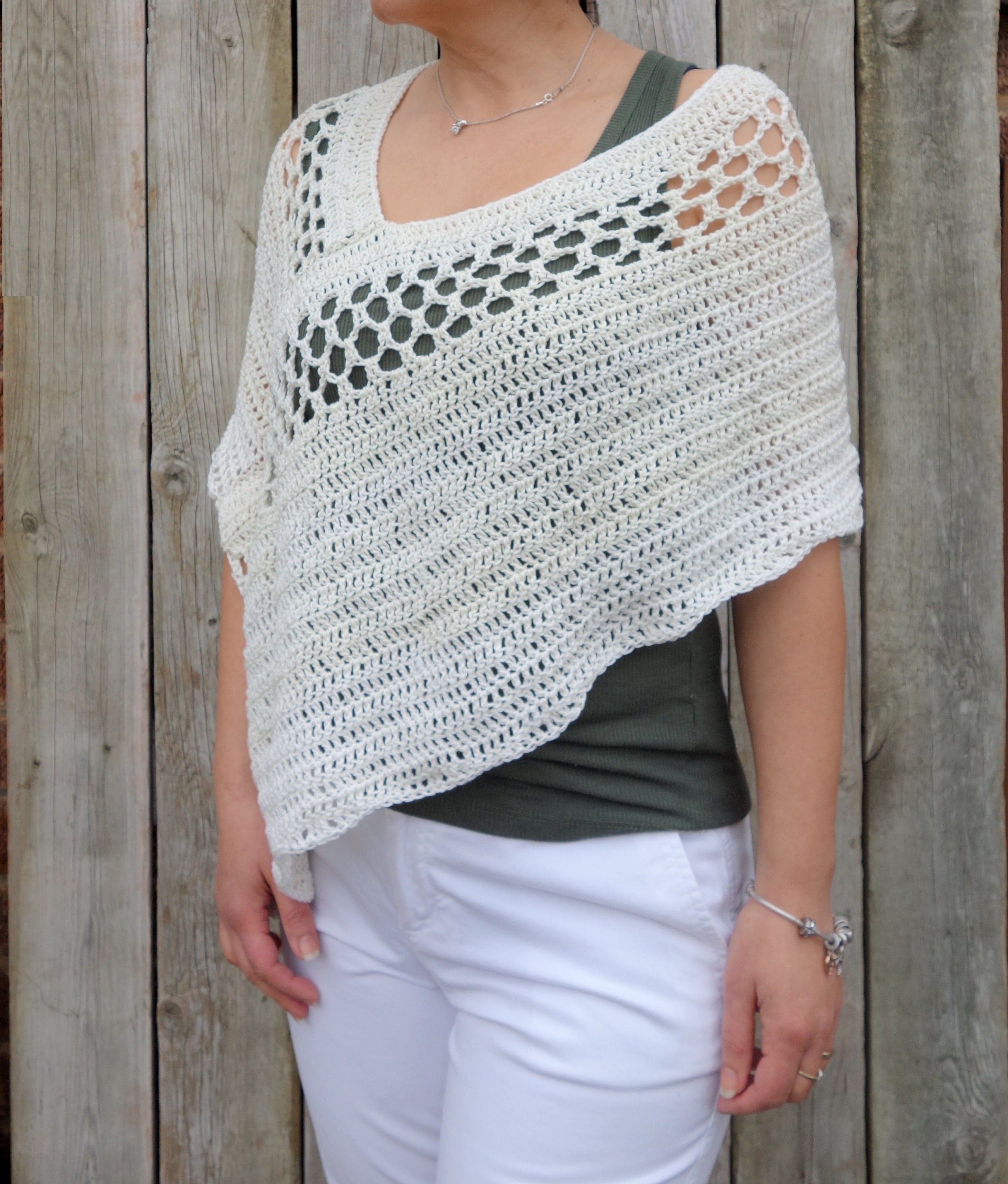 Crochet PATTERN Wavy Poncho, Laced Shoulders Cover-up, Asymmetrical ...