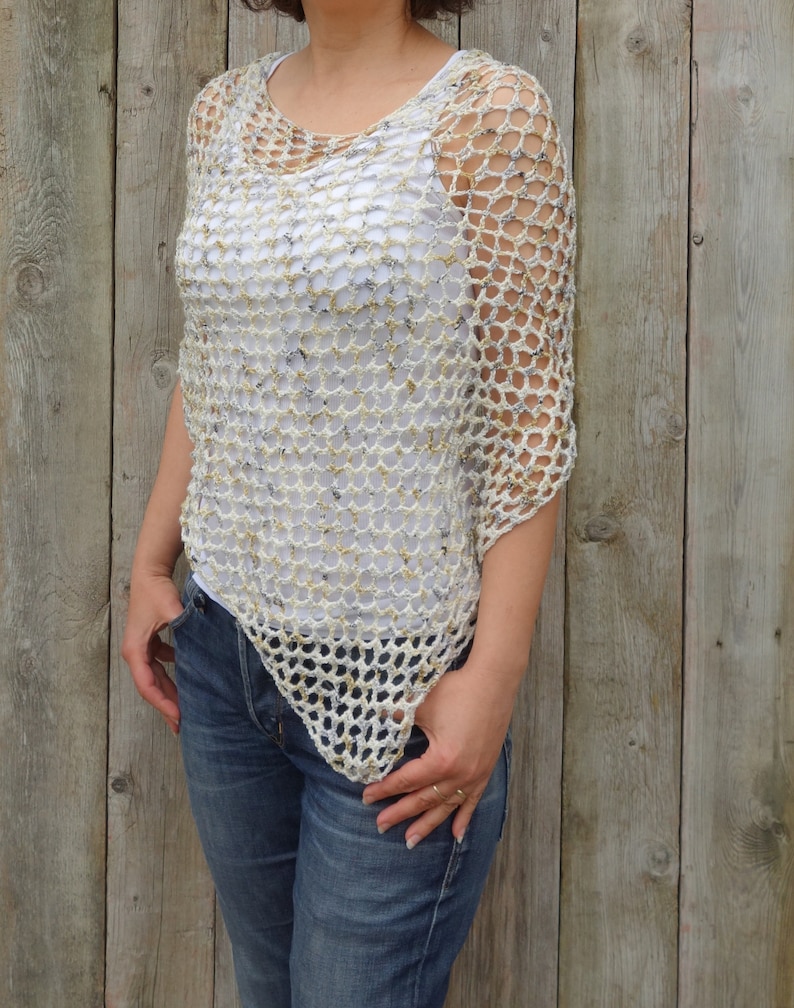 Crochet Pattern Mermaid Poncho, Laced Shoulders Cover-up, Asymmetrical ...