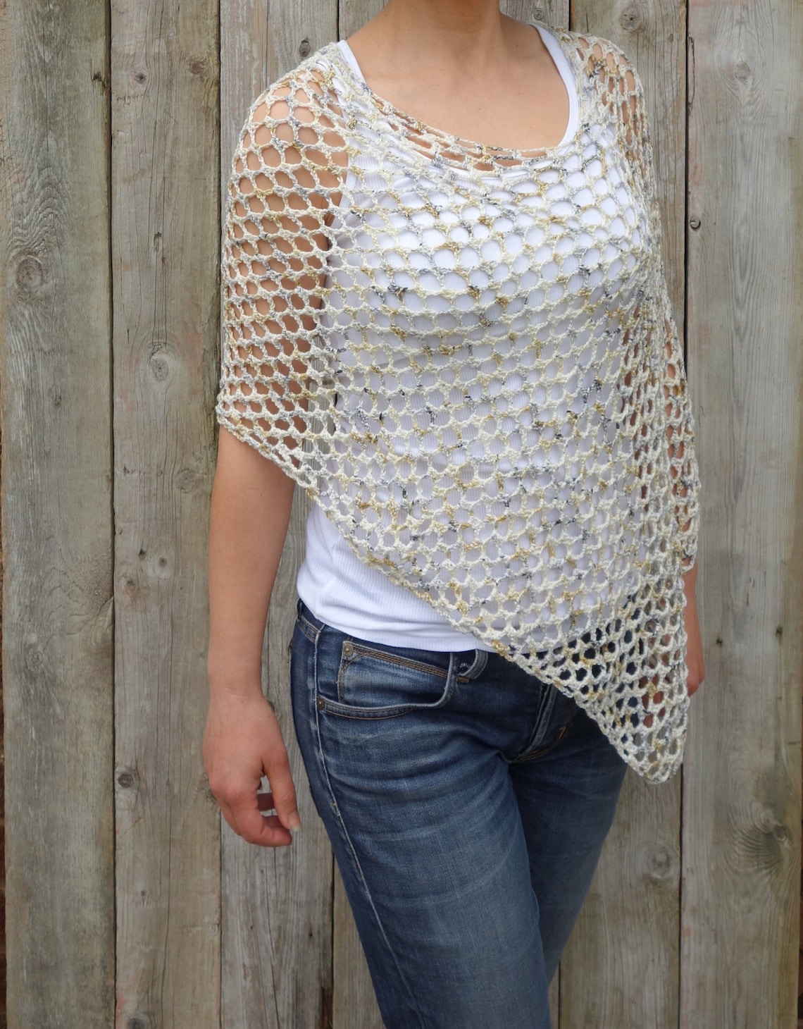 Crochet Pattern Mermaid Poncho, Laced Shoulders Cover-up, Asymmetrical ...