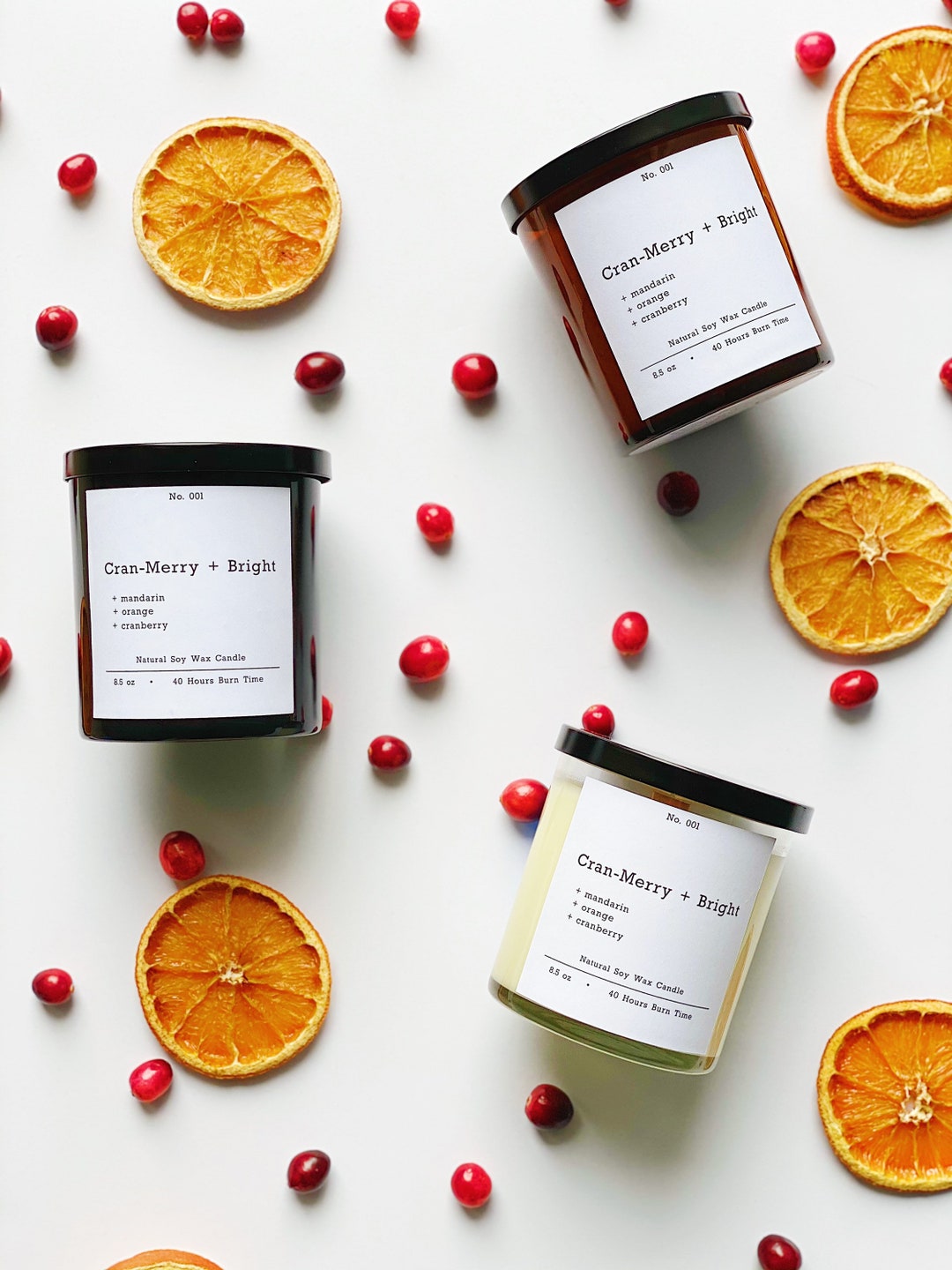 Cranberry + Mandarin Candle | Soy Wooden Wick Candle | Holiday Candle ...