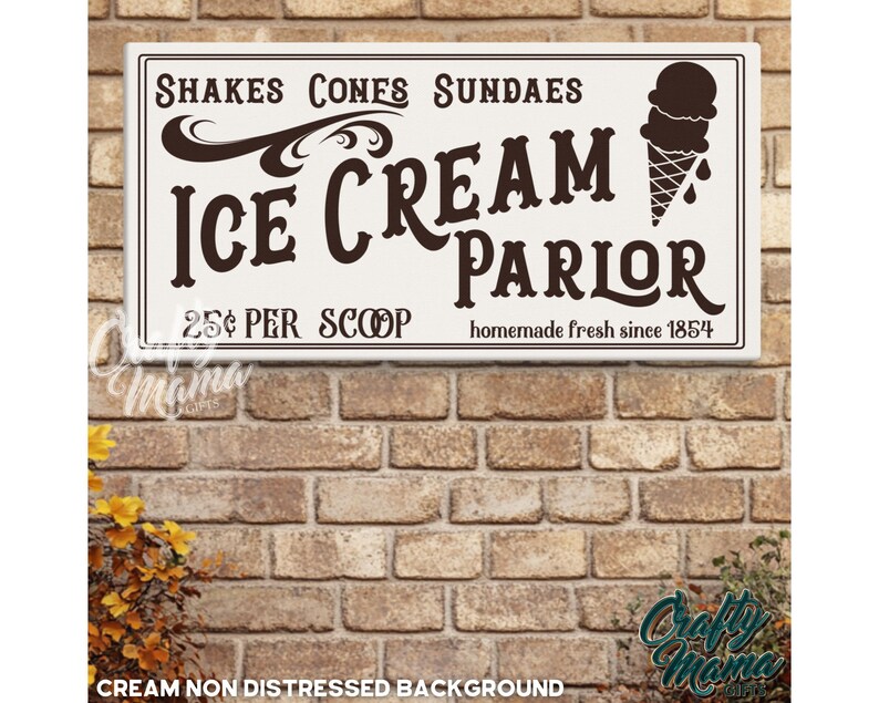 Ice Cream Parlor Sign, Farmhouse Kitchen Wall Art, Vintage Dessert Shop ...