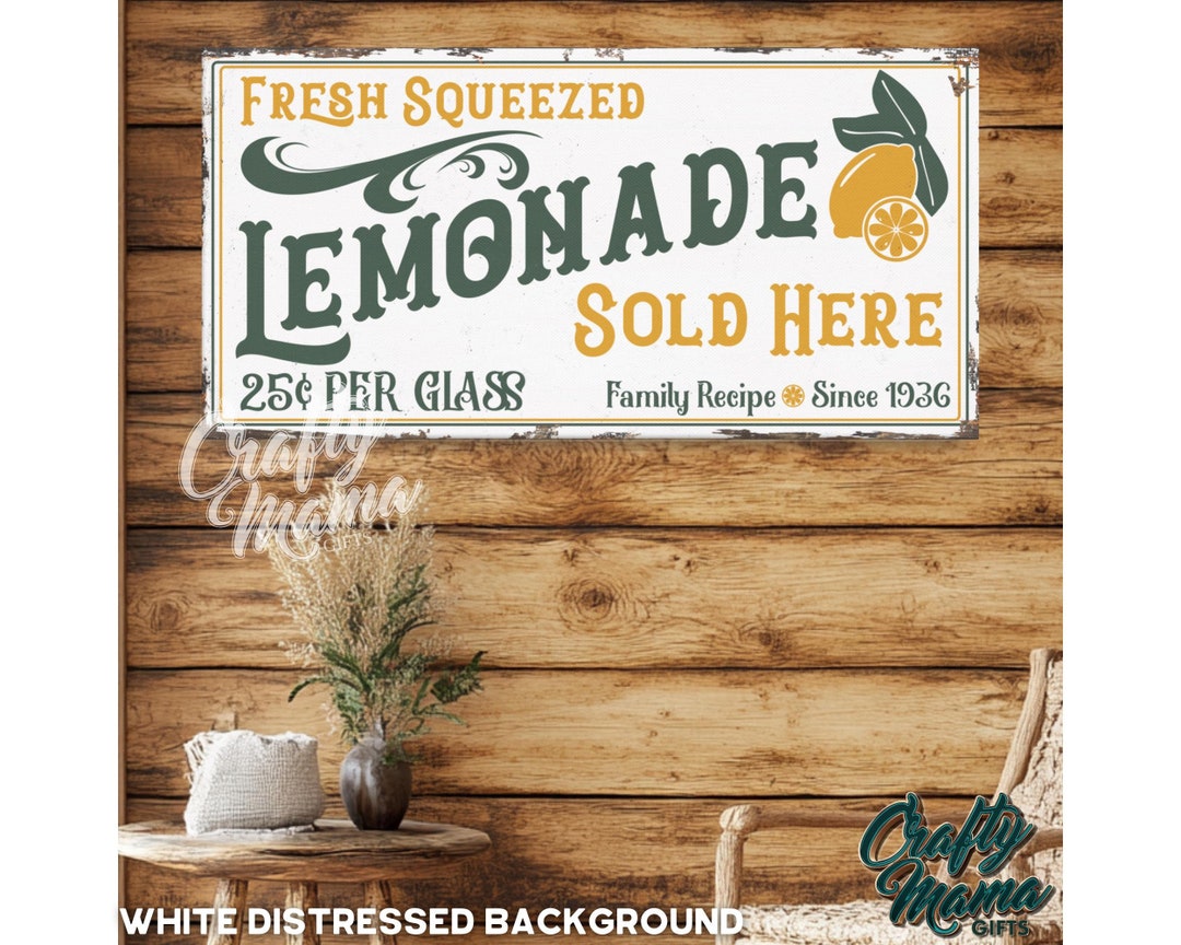 Fresh Squeezed Lemonade Sign, Farmhouse Kitchen Wall Art, Lemon Decor ...