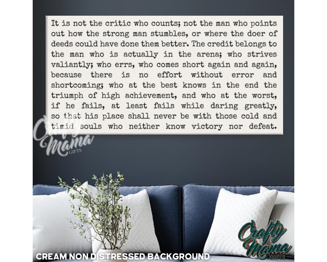 Man in the Arena Quote Canvas, Motivational Quote Art, Theodore ...
